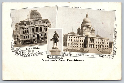 Vintage Providence Postcard – City Hall, State House & Dexter Statue | eBay