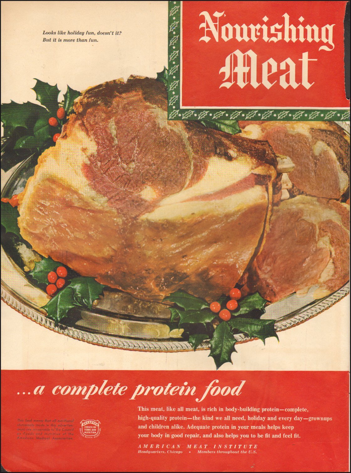 1947-Vintage ad for American Meat Institute`Meat Platter, Christmas ...