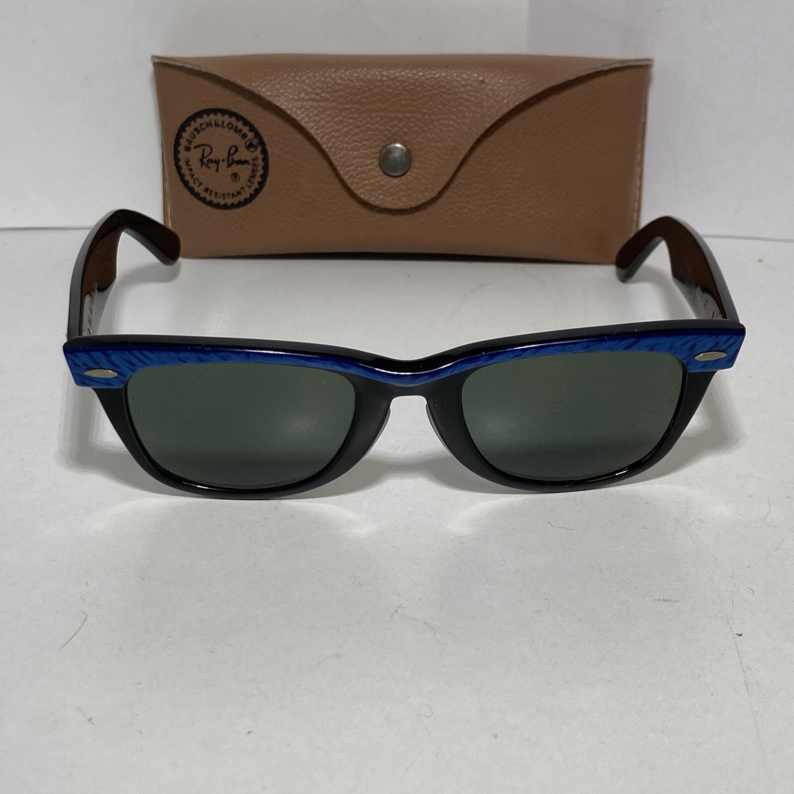 Vintage B & L Ray-Ban Wayfarer Blue Mosaic Street Neat Sunglasses Green ...