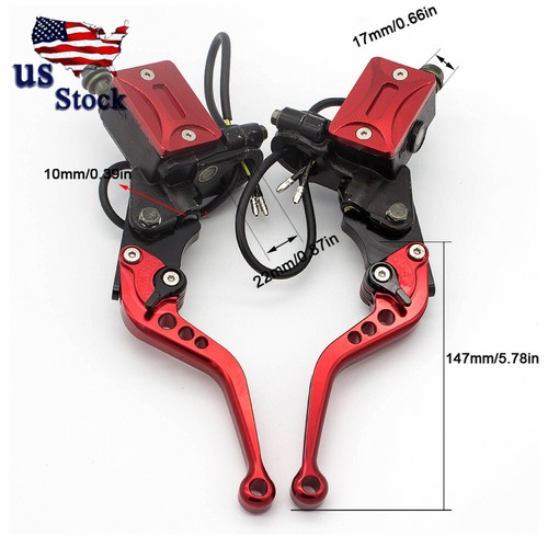Aluminum Red Motorcycle Lever Handle Hydraulic clutch Brake Pump Master ...