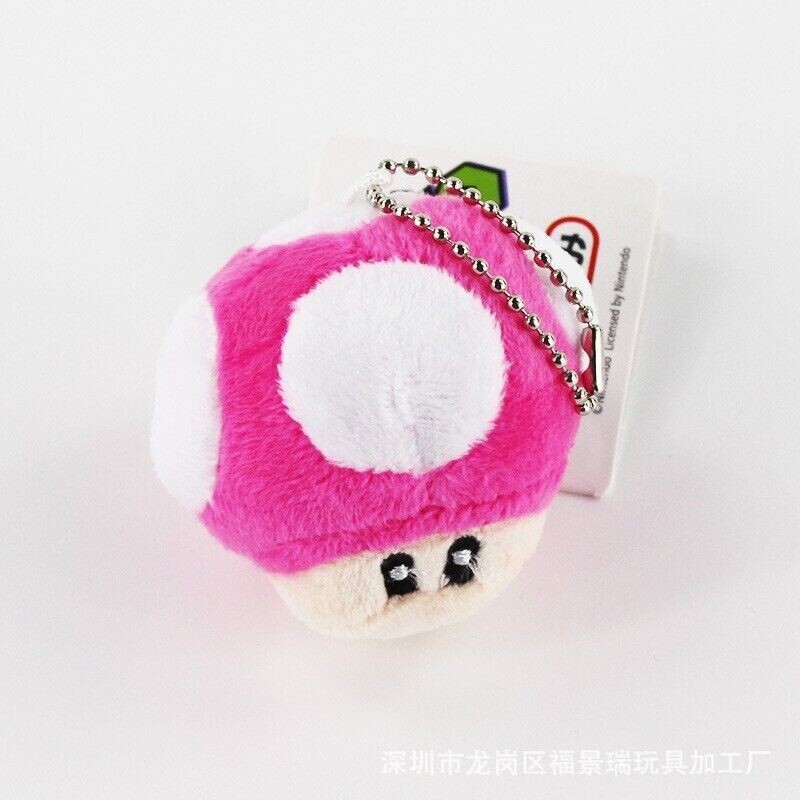 Set of 10 Super Mario Bros Toad Mushroom Plush Doll Toy Pendant ...