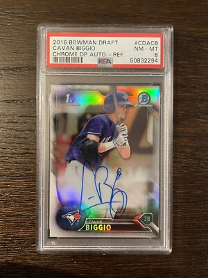 Cavan Biggio | 2016 Bowman Draft Chrome | Refractor Auto /499 | PSA 8 ...