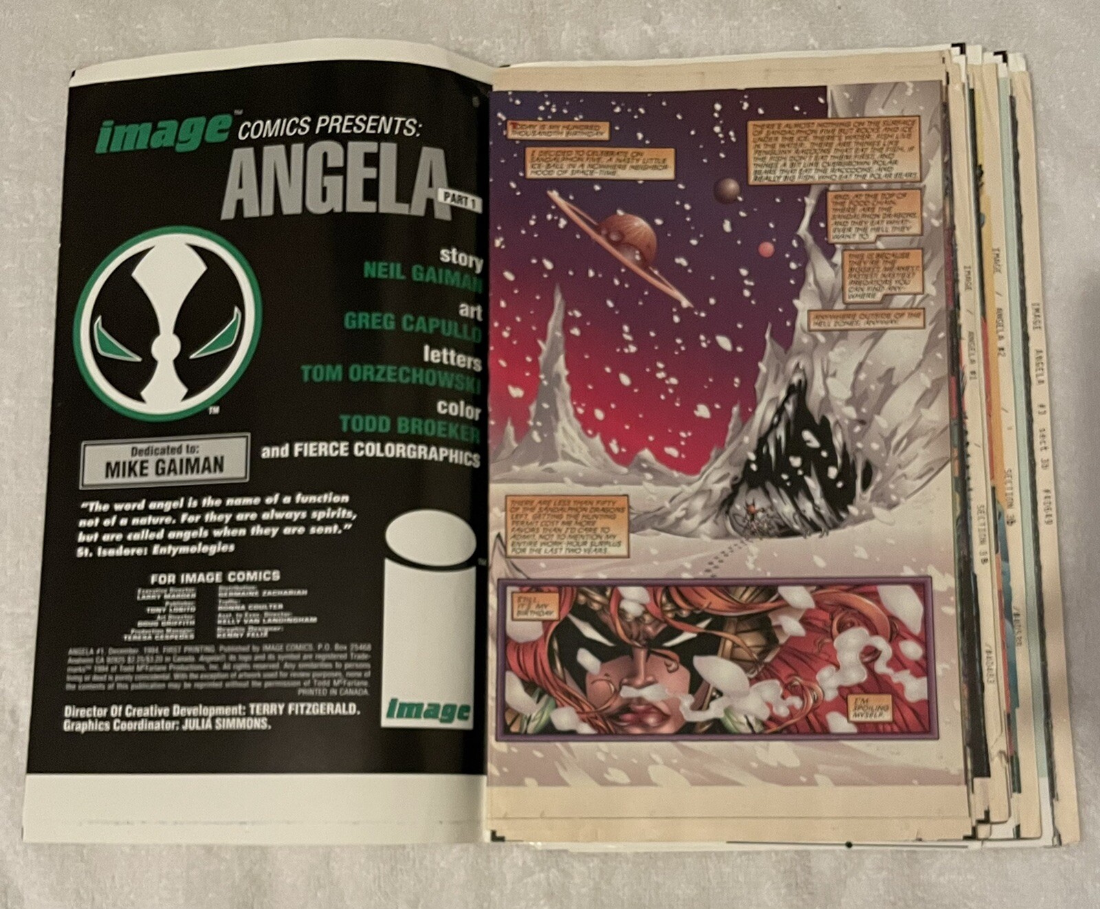 SPAWN ANGELA 1-3 PRINTER PROOFS (ONE OF A KIND) TODD MCFARLANE TEAR SHEETS 1995 | eBay
