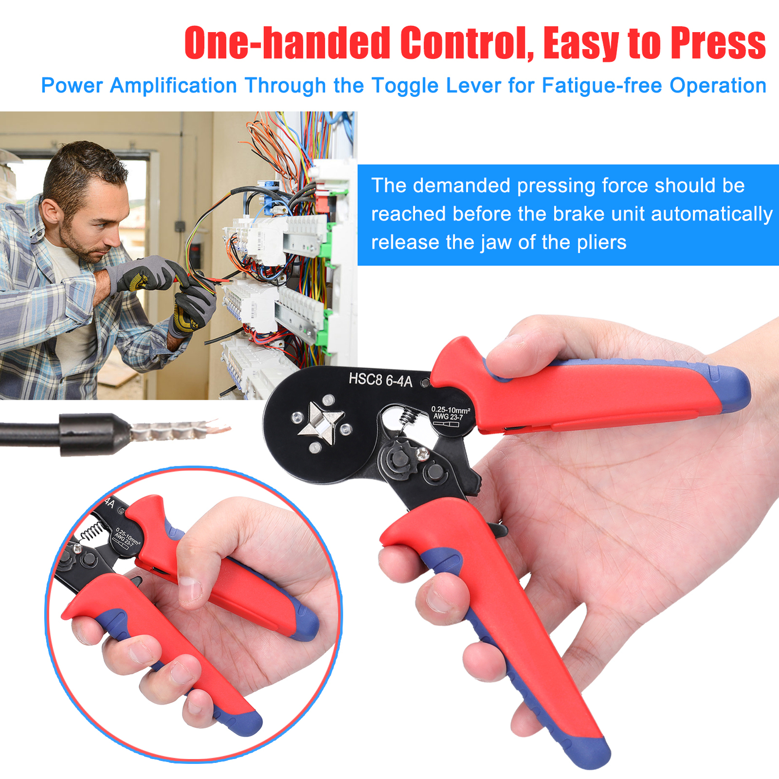 Ferrule Crimping Tool Kit AWG 23-7 Self-Adjustable Ferrel Crimper Kit ...