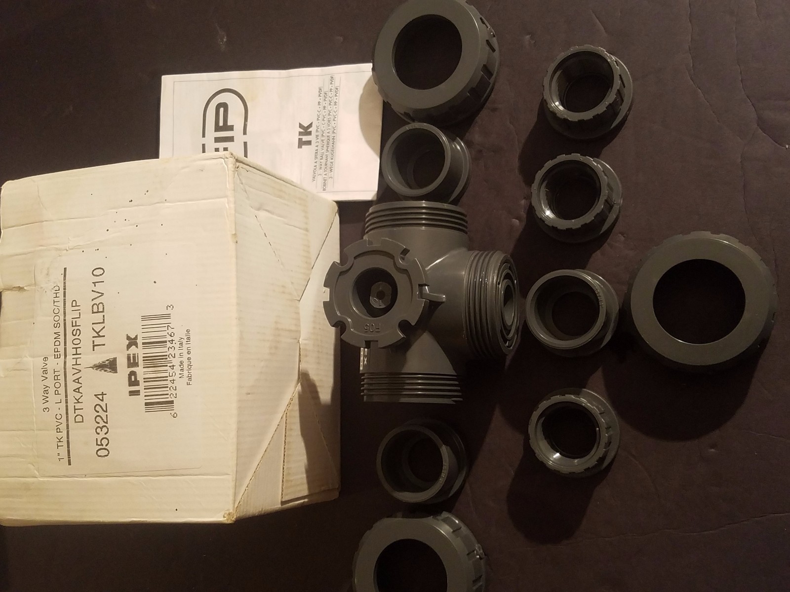 NEW IN BOX IPEX EPDM TK Series 3-Way Ball Valve 1" Full Port (Missing ...