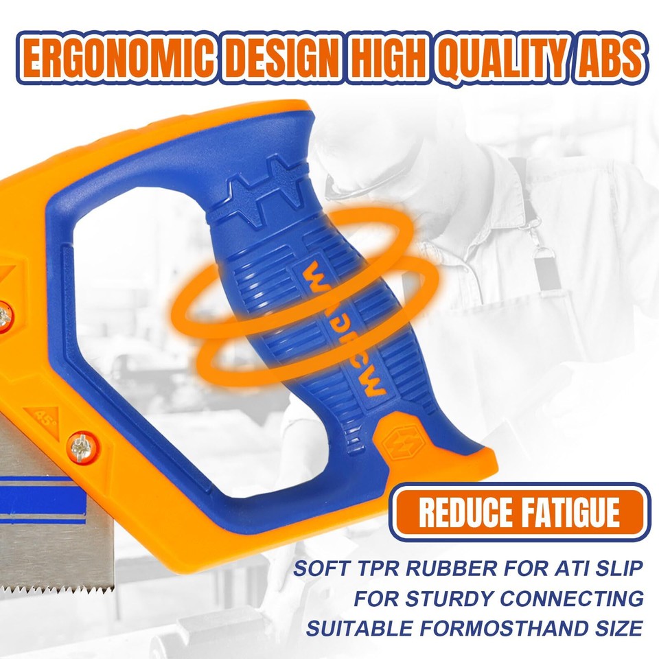 12 Inch Pro Hand Saw 11TPI Fine-Cut Soft-Grip Hardpoint Handsaw Perfect ...