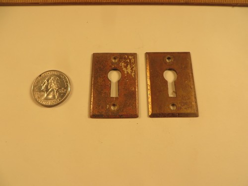 Matching Pair Antique Solid Brass Keyhole Covers Lock Skeleton Key ...