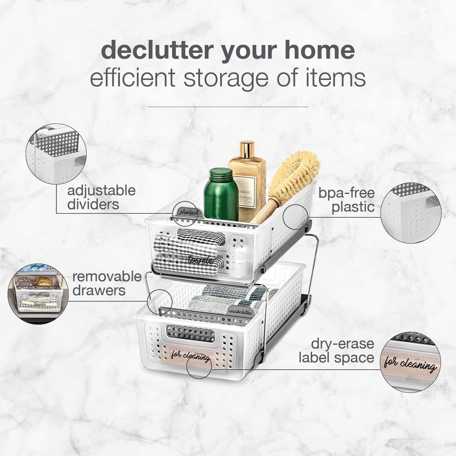 Madesmart Two Tier Organizer With Dividers | eBay