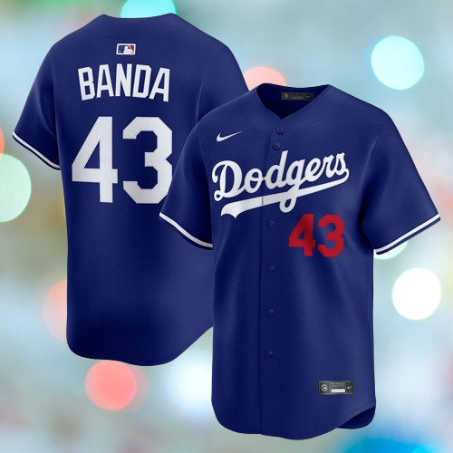 #43 Anthony Banda Dodgers Royal Number Front Cool Base Jersey Stitched ...