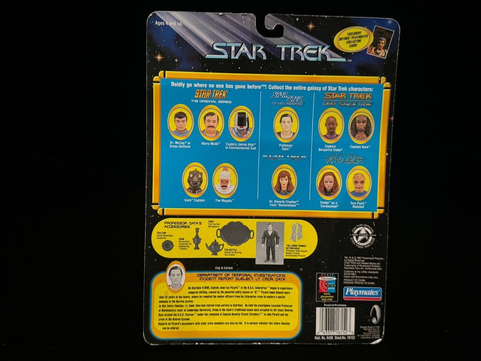 Playmates Star Trek TNG Professor Data Action Figure 1997 New on Card ...