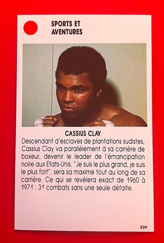 BOXE STAR CASSIUS CLAY / MUHAMMAD ALI TRÈS RARE ROOKIE CARD FRENCH ...