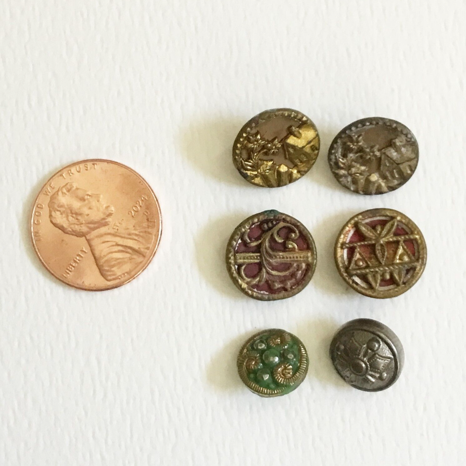 Antique Mixed Victorian Metal Twinkle Buttons House Austrian Tinies Set ...