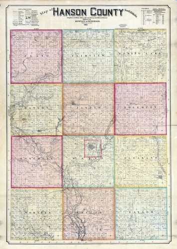 1893 Map of Hanson County South Dakota Alexandria | eBay