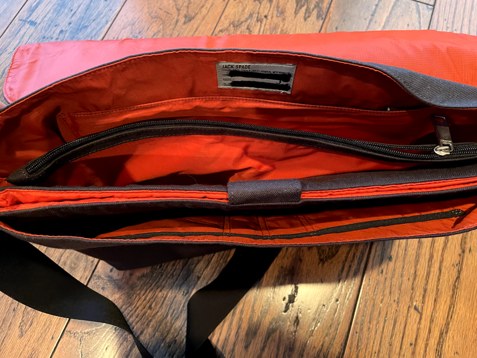 Jack Spade Messenger Bag, Brown Canvas, Orange liner, with laptop ...