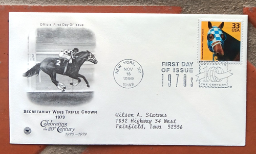 SECRETARIAT HORSE RACING TRIPLE CROWN 1970s DECADE CTC 1998 pcs CACHET ...