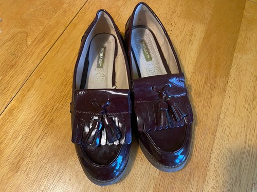 Primark Loafers Size 5 worn once Real Leather Insock Burgundy Maroon ...