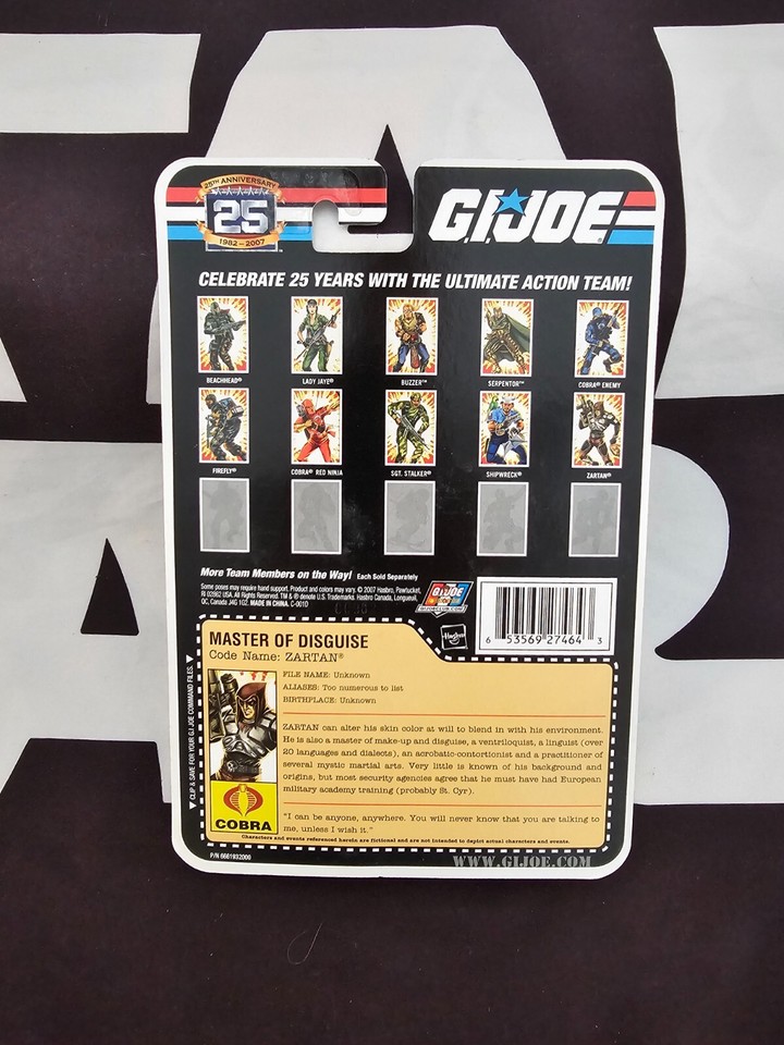 Zartan Master of Disguise G.I. JOE COBRA 25th Anniversary FOIL MOC New ...