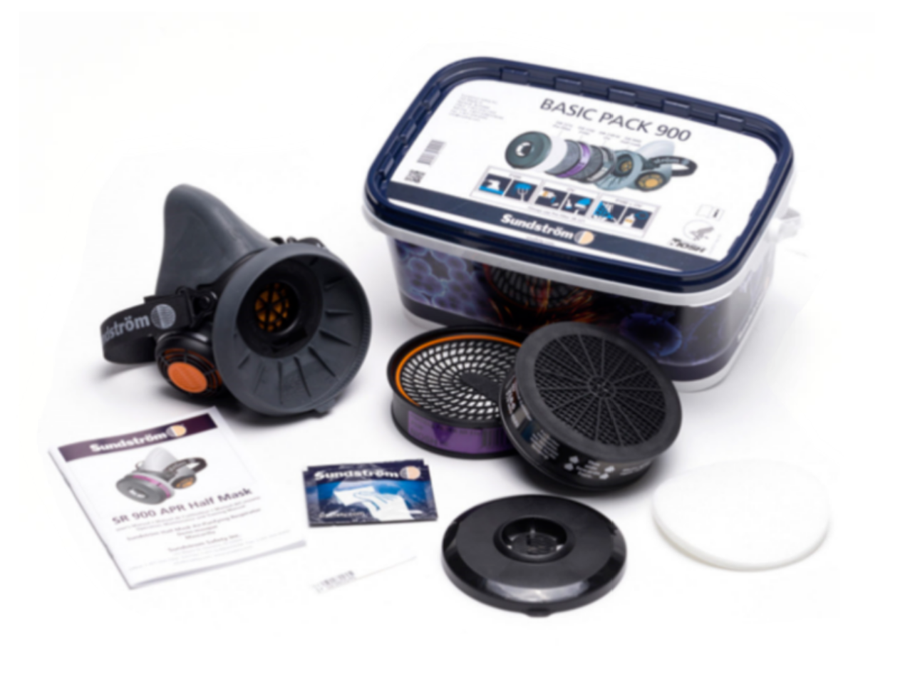 SUNDSTROM SR900 MASK KIT HALF FACE MEDIUM RESPIRATOR KIT FILTERS AND ...
