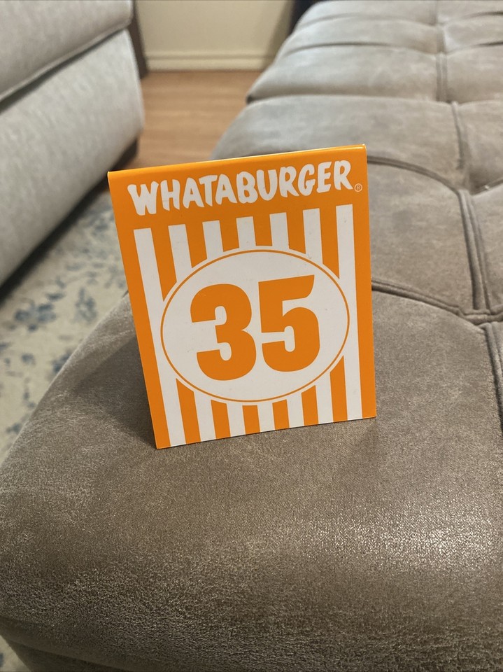 WHATABURGER TABLE TENT No. 35 Place CARD TEXAS HAMBURGER RESTAURANT #35 ...