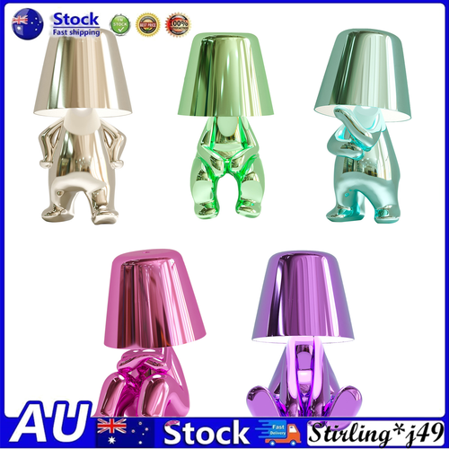 Little Golden Man Thinker Statue Bedside Touch Control Dimmable ...