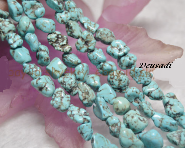 Pepite Da Turchese 6-10 MM Collare 100% Real Naturale Preziose Conti ...