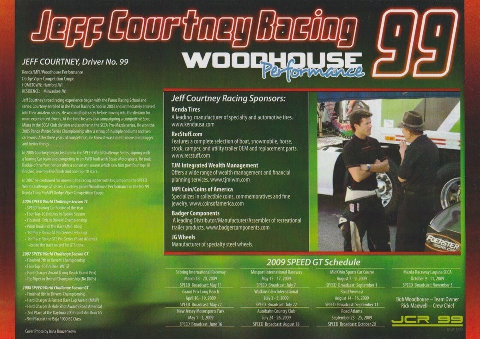 2009 Jeff Courtney Kenda Tires Dodge Viper SCCA Speed World Challenge ...