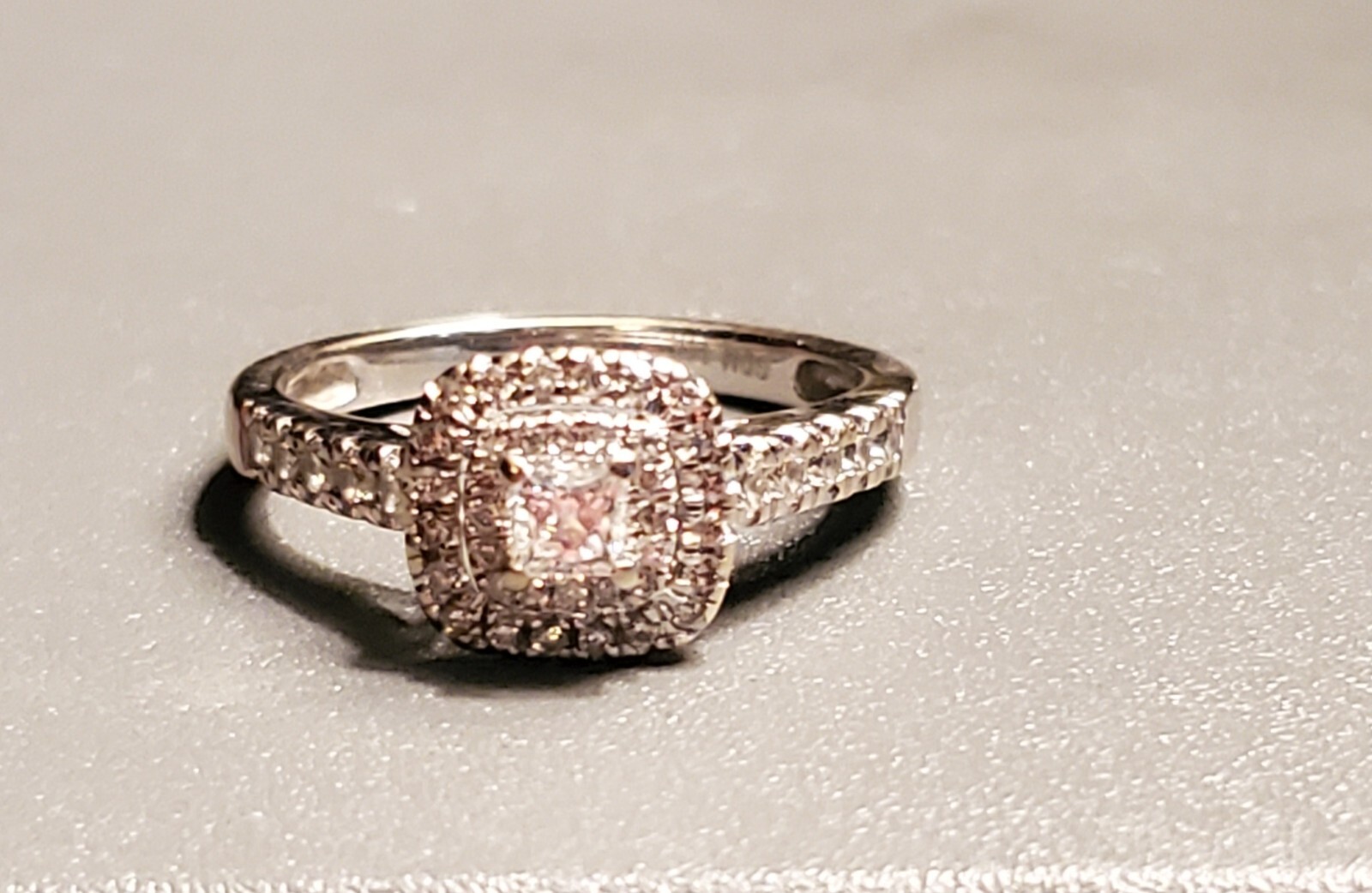 Diamond Princess-Cut Engagement Ring 1k Diamond and round 14k White ...