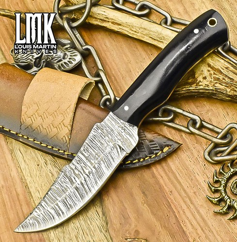 LMK Hand Crafted Skinner Knife Damascus Corain Hiking Unique | eBay