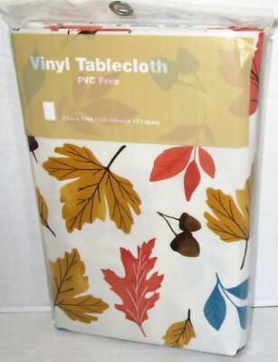FALL Vinyl Tablecloth COLORFUL LEAVES 52" X 70" Wipe Clean | eBay