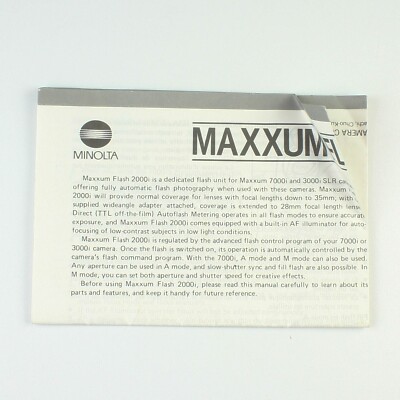 Minolta Maxxum Flash 2000i - Instruction Manual Pamphlet | eBay