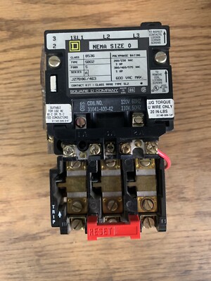 8536-SB02: SQUARE D, AC MAGNETIC STARTER 3PH 3 POLE NEMA SIZE 0, OPEN ...