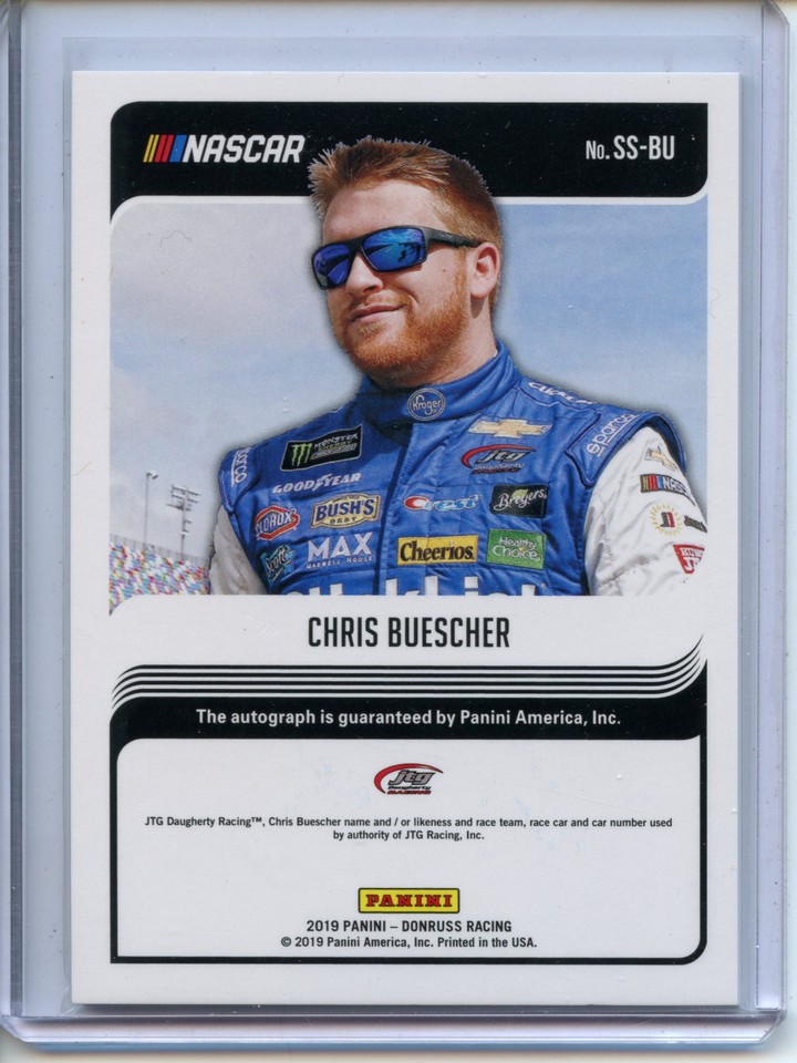 2019 Donruss Racing NASCAR Signature Series AUTO RED Chris Buescher #22 ...