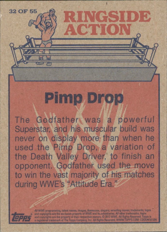 2012 Topps Heritage WWE Ringside Action #32 The Godfather Pimp Drop ...