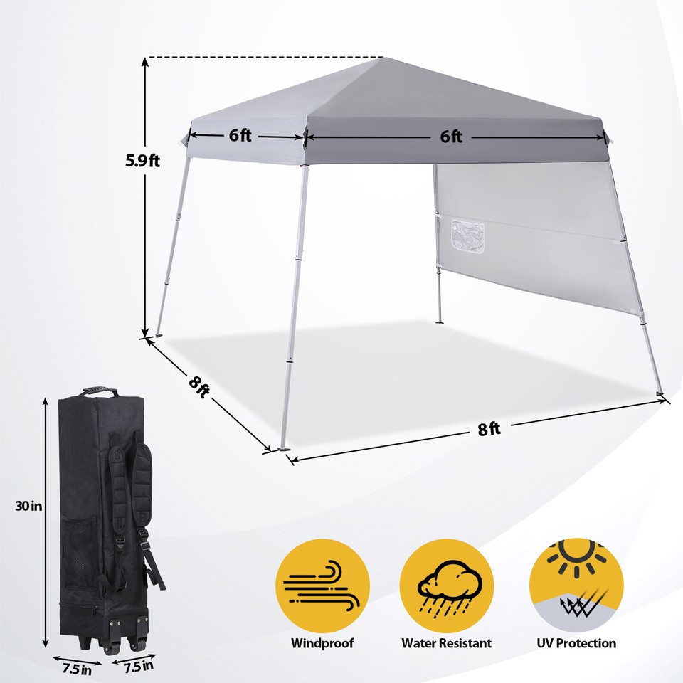 Outdoor Pop Up Canopy Beach Camping Canopy with 1 Sun Wall Backpack Bag ...