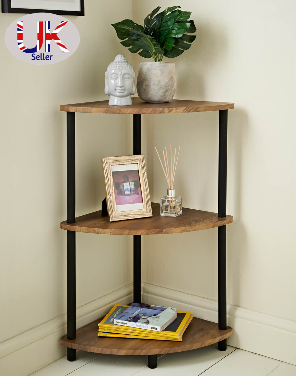 4 Tier Corner Shelf Units Natural & White 3 Tier Corner Shelf Unit