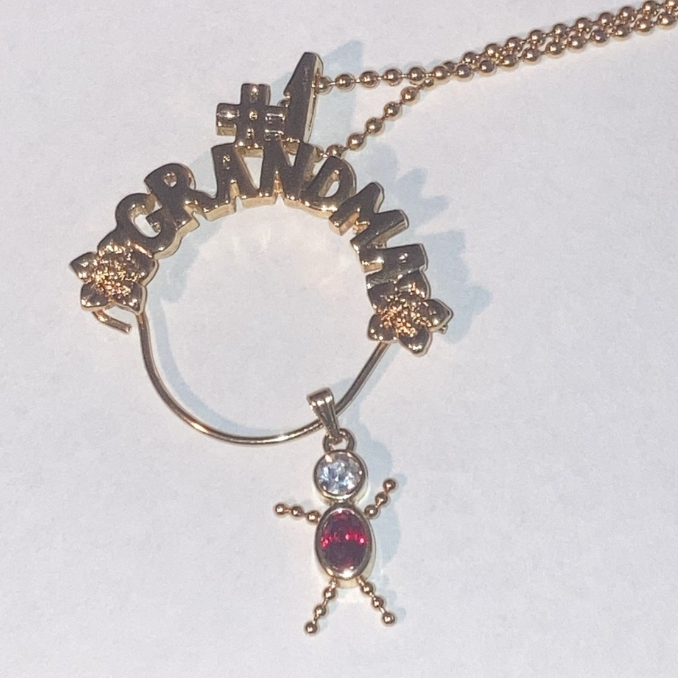 Vintage Avon # 1 Grandma Holder Pendant Necklace 30" Chain Gold Red ...