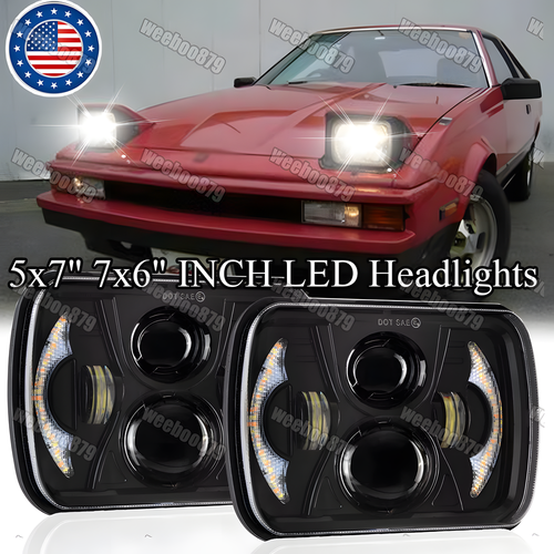 Pair 7x6'' 5x7 LED Headlights DRL For Toyota Celica 1982 -1993 MR2 ...
