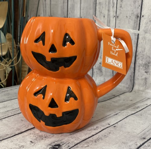 Lang Stacked Pumpkin Design Ceramic 20oz Pumpkin Mug | eBay