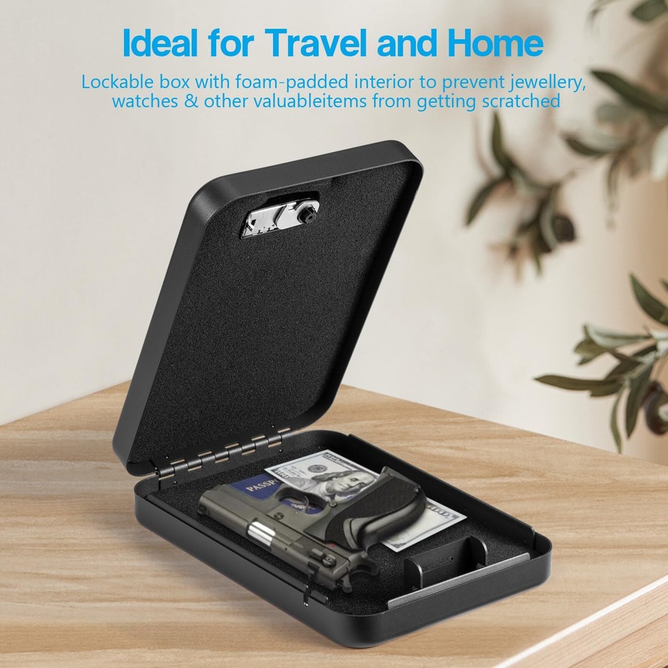 Car Gun Safe for Handgun Pistols, Gun Lock Box with Combination Lock ...