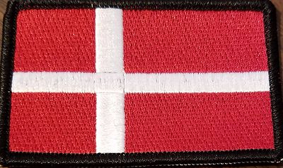 Denmark Flag Tactical Patch With Hook Adhesive Fastener Black Border | eBay