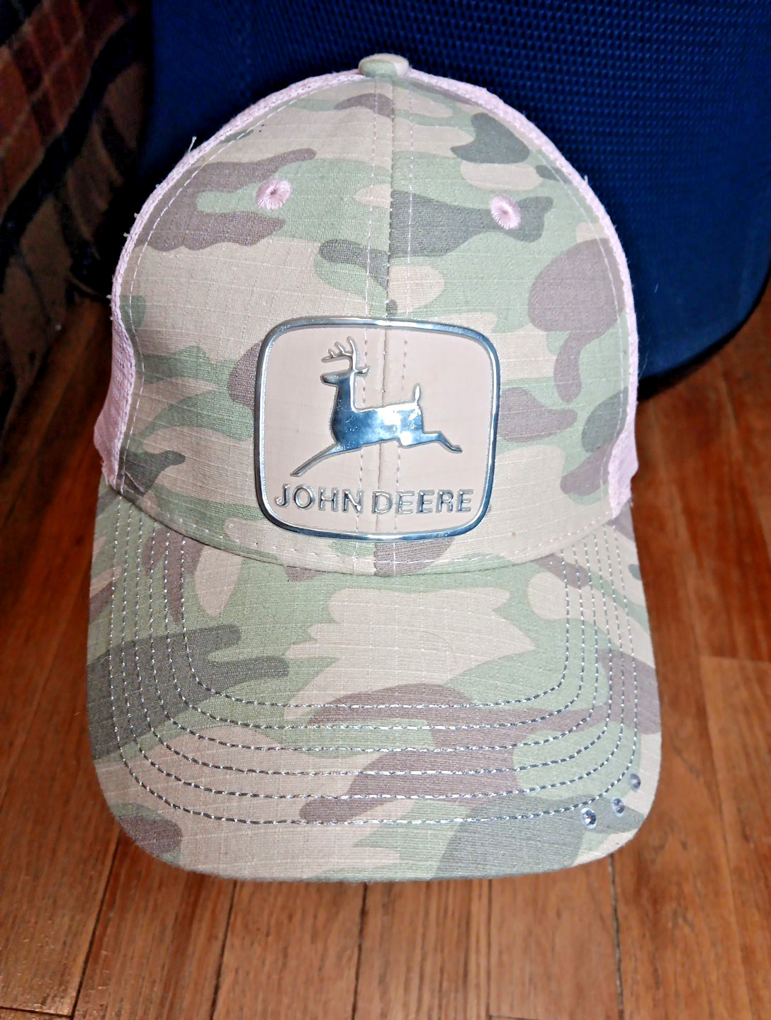 John Deere Tractor Girl Pink Mesh Camo Womens Trucker… - Gem