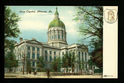 Georgia GA postcard Atlanta State Capital Building State Emblem | eBay