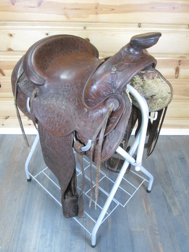 Vintage Tex Tan Yoakum Hereford Brand 14" Western Saddle with Leather ...