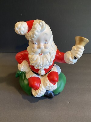 Vtg Hand Painted Ceramic Santa Bell Ringer On Toy Sack 1973 | eBay