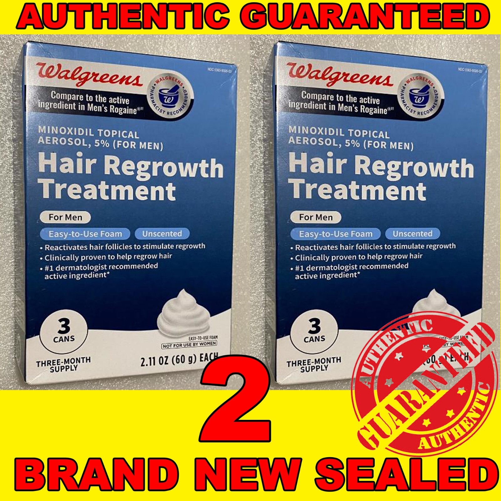 Walgreens Men's Hair Regrowth Topical FOAM Treatment 3 Month Supply ...