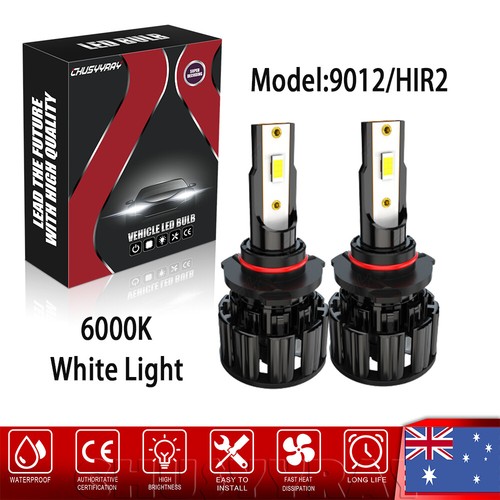 9012 HIR2 LED Headlight Conversion High and Low Beam Bulbs Super White ...
