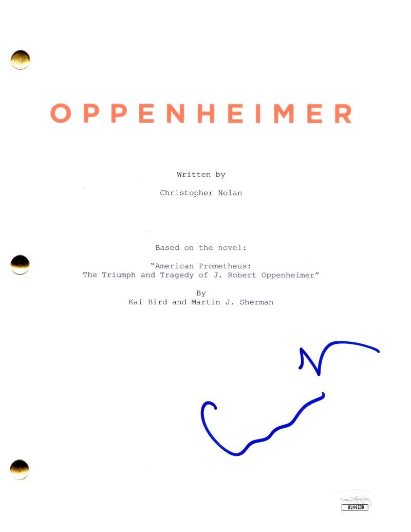 Christopher Nolan Signed Autograph Oppenheimer Full Movie Script ...