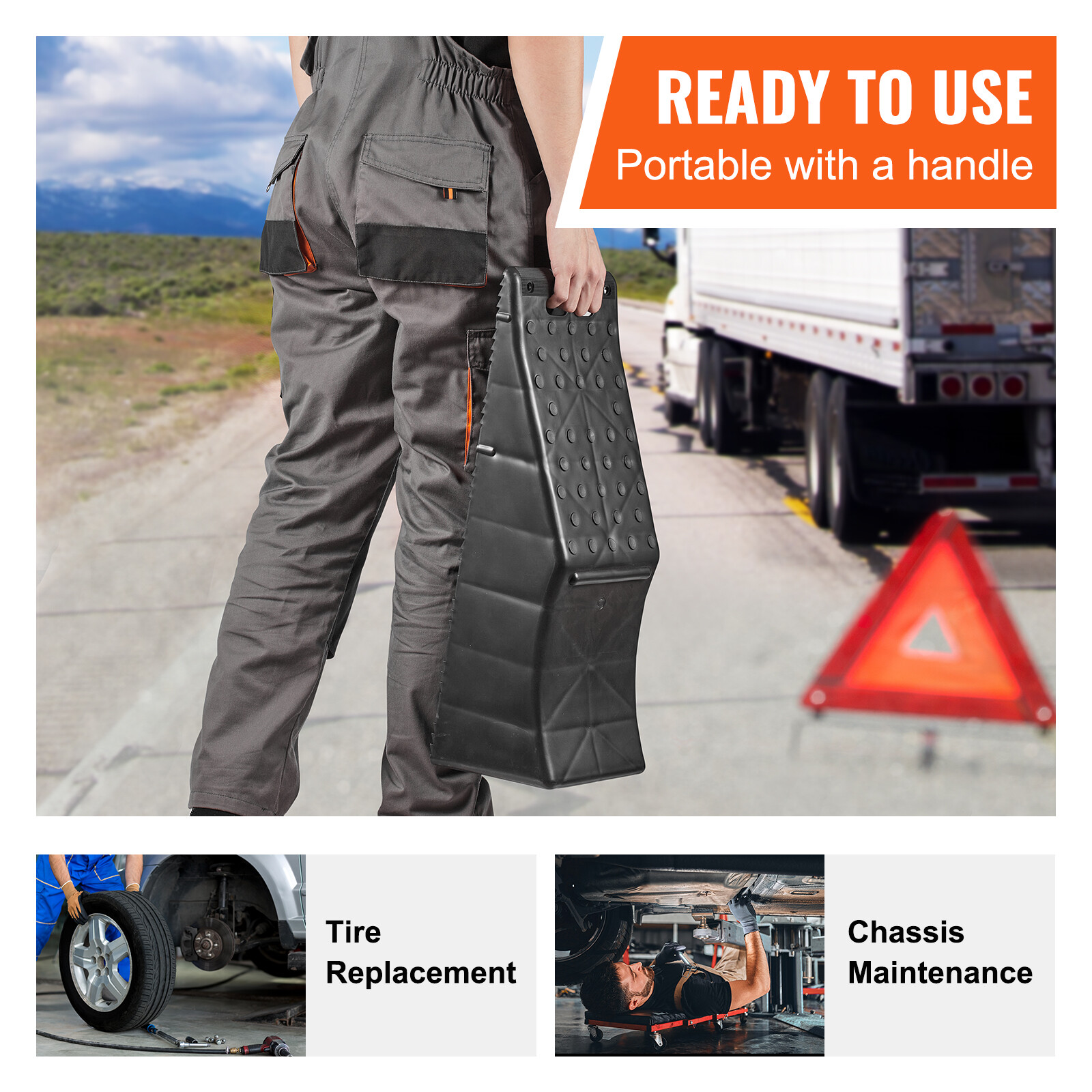 VEVOR Car Tandem Wheel Ramp 5.5" Trailer Wheel Jack Flat Tire Ramp 1 ...