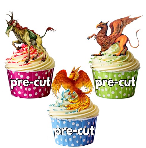 12 X Mythical Creature Griffin Phoenix Mix EDIBLE WAFER CAKE TOPPERS ...