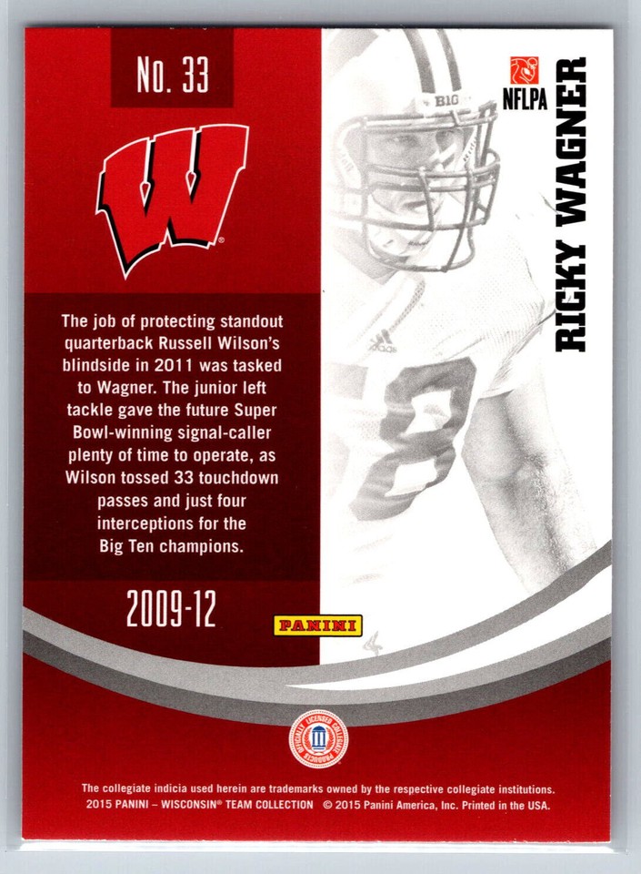 2015 Panini Collegiate Wisconsin Ricky Wagner Silver Parallel #33 | eBay